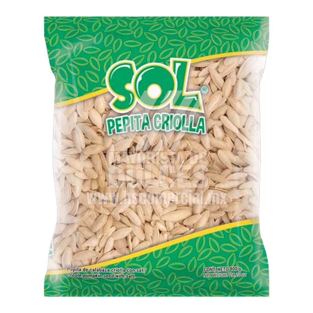 Botanas Sol PEPITA CRIOLLA bolsa con 800g (Caja con 24 bolsas) 24/800g ...
