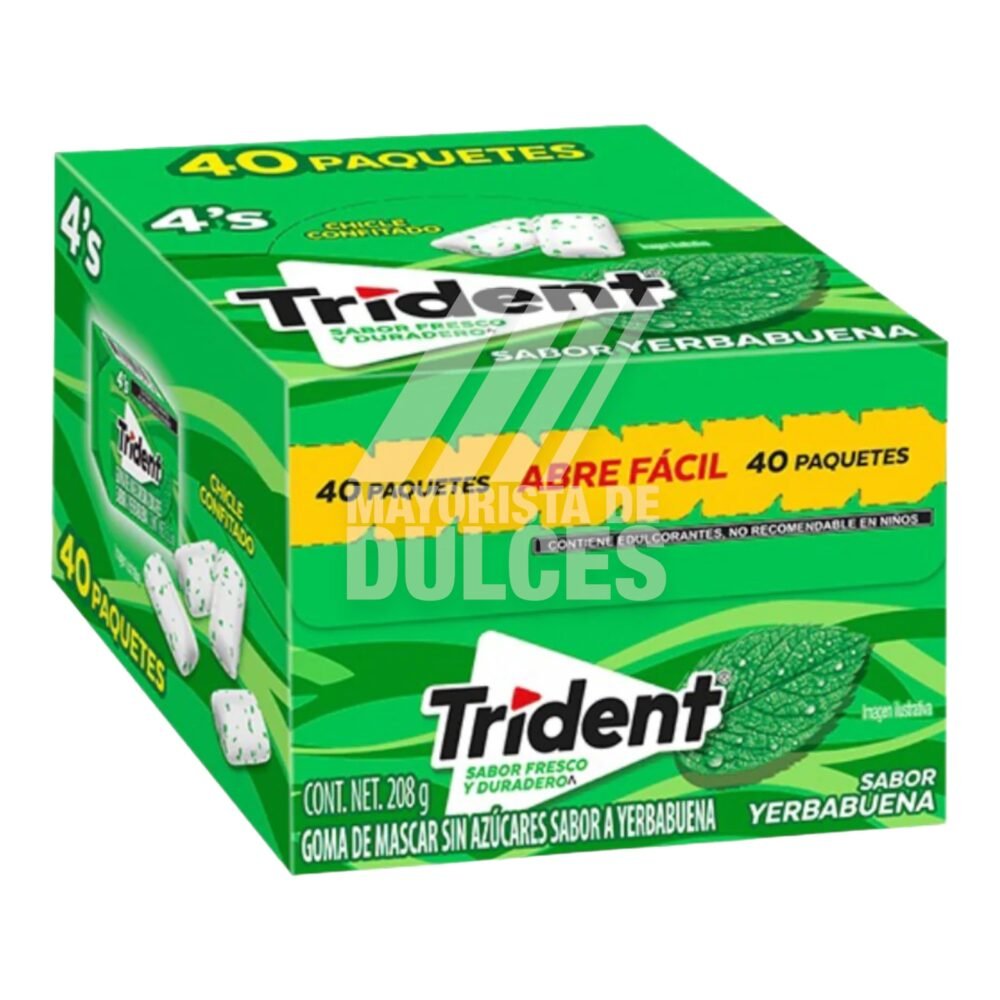 Adams chicle Trident Tipo Americano FRESA paquete con 20 piezas (Cartón ...