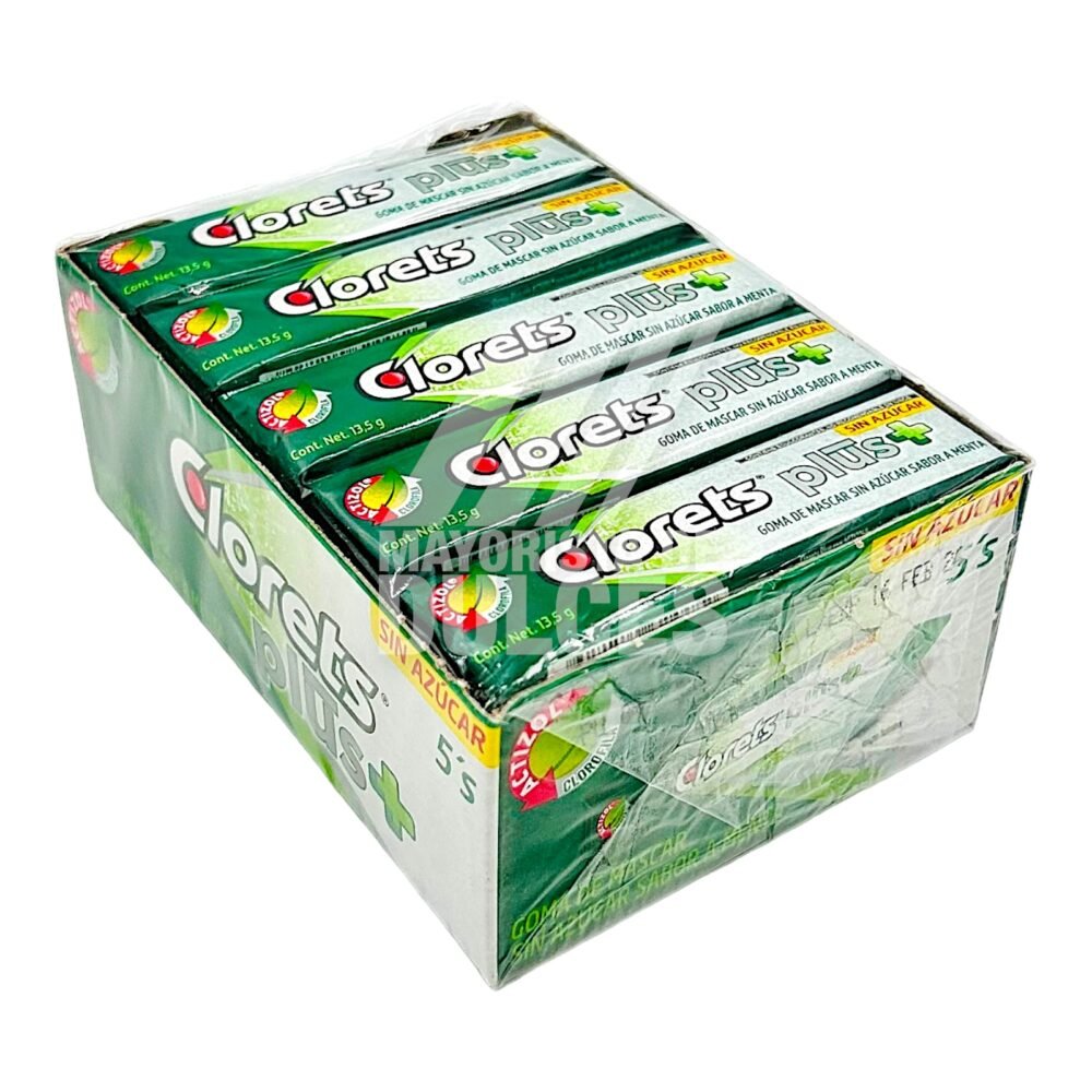 Adams chicle Clorets 5´s Tipo Americano Sin Azúcar paquete con 20 ...