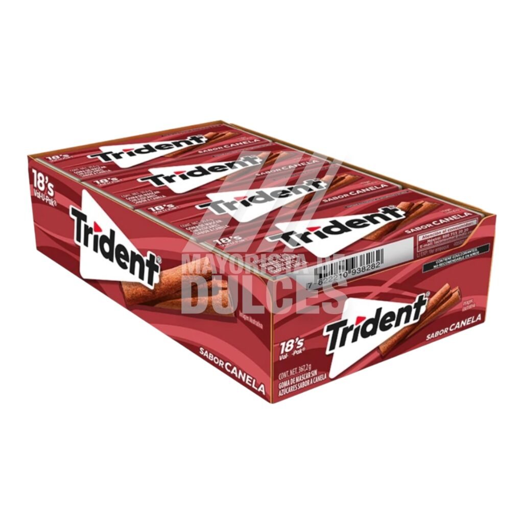 Adams chicle 18´s Trident Val-U-Pack Canela paquete con 12 piezas (Caja ...