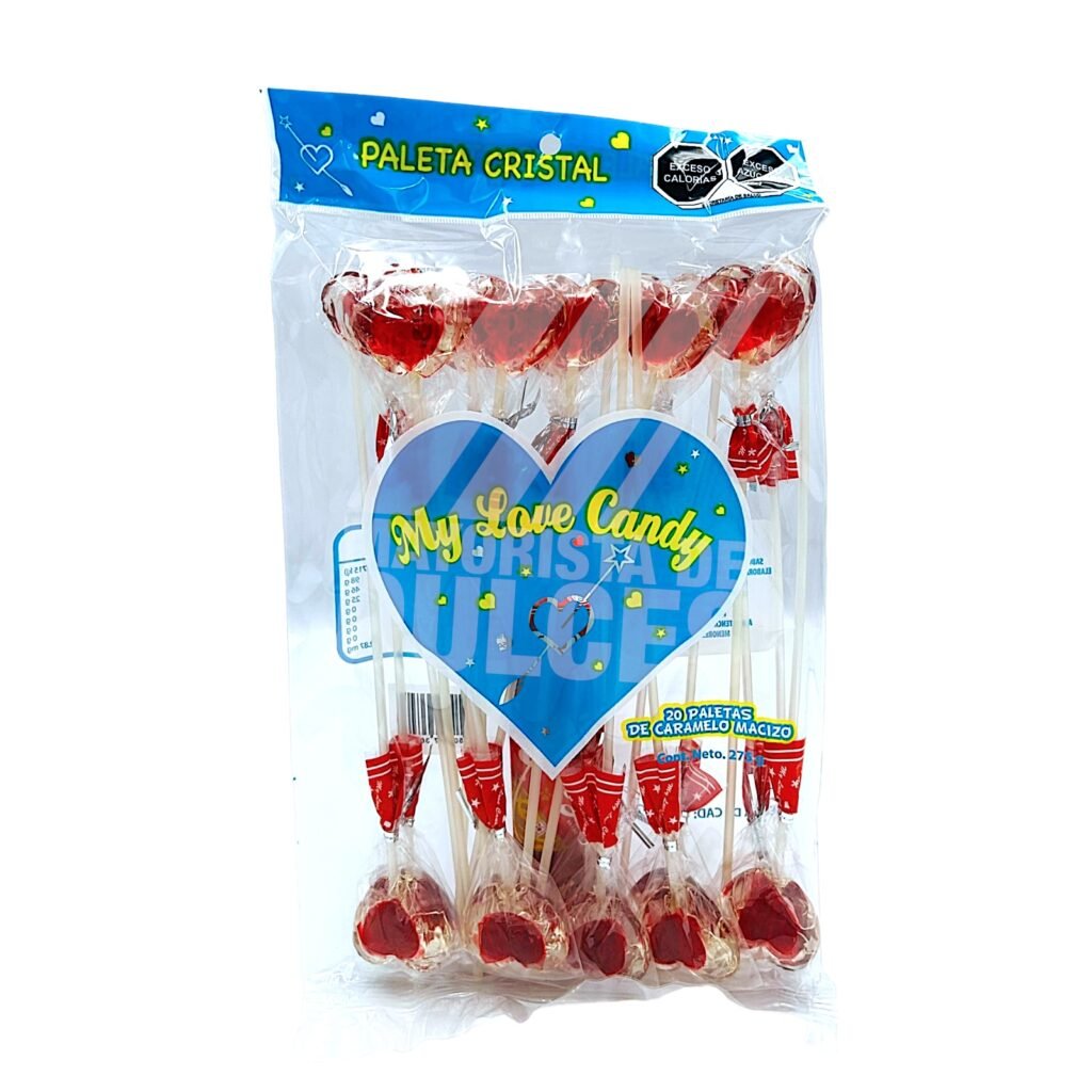 Koio Paleta Candy Corazón ROJO bolsa con 20 paletas (Caja con 25 bolsas ...