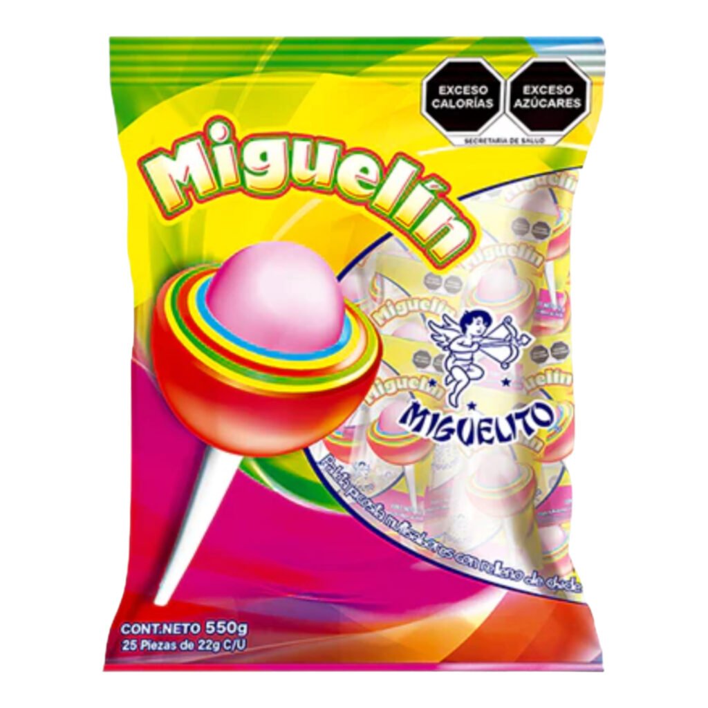 Miguelito paleta Miguelín bolsa con 25 piezas (Caja con 20 bolsas) 20 ...