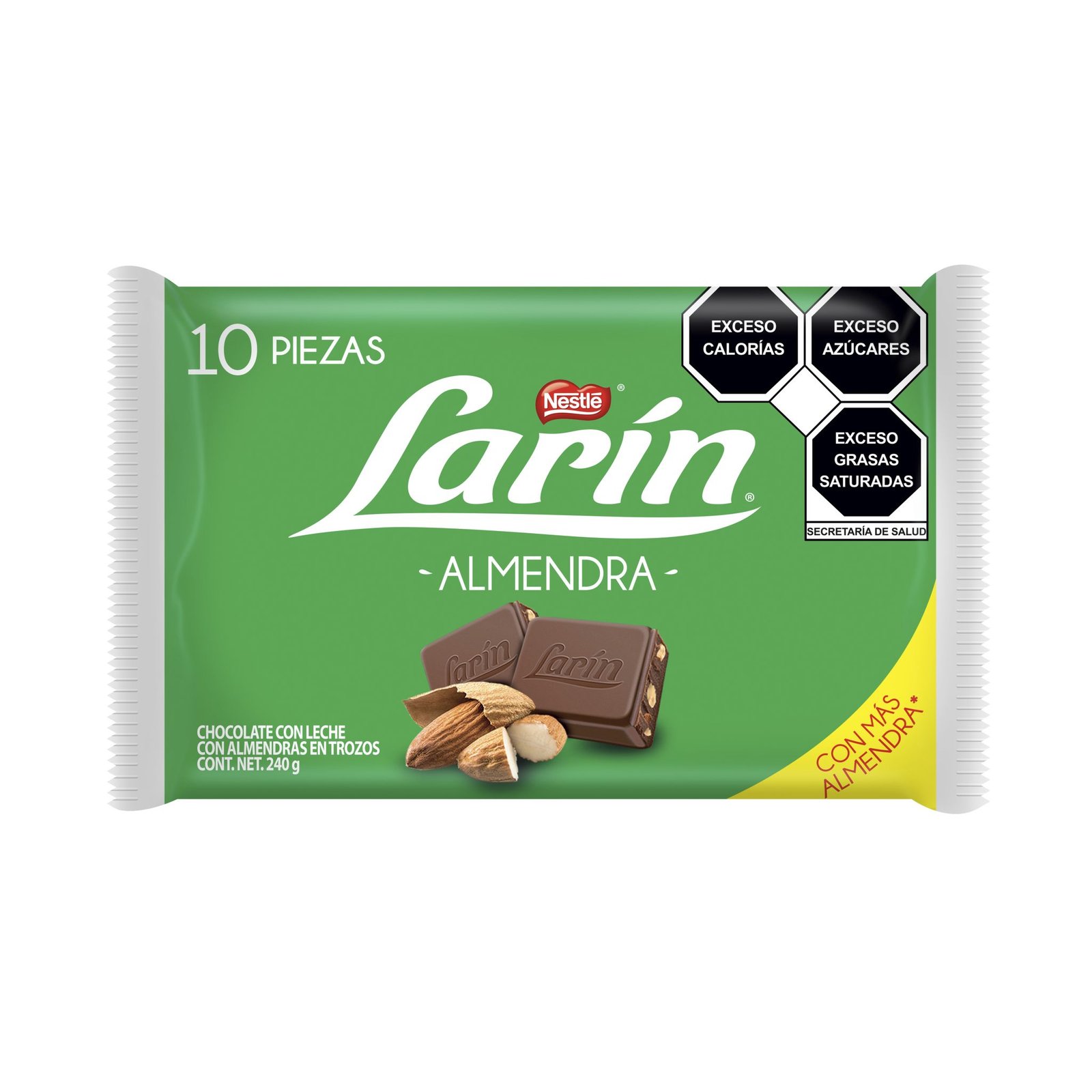 Nestlé chocolate Línea Larín ALMENDRA paquete con 10 piezas (Caja con ...