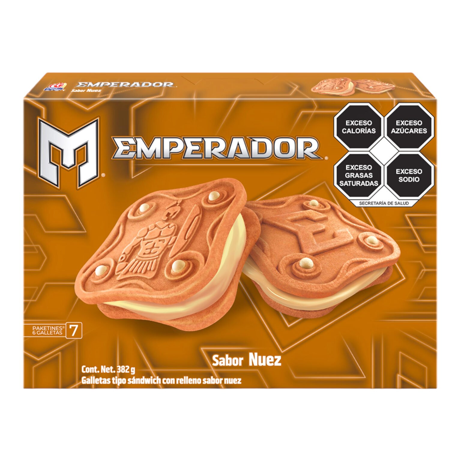 Gamesa galleta Emperador NUEZ paquete de 382g con 7 piezas (Caja con 12 ...