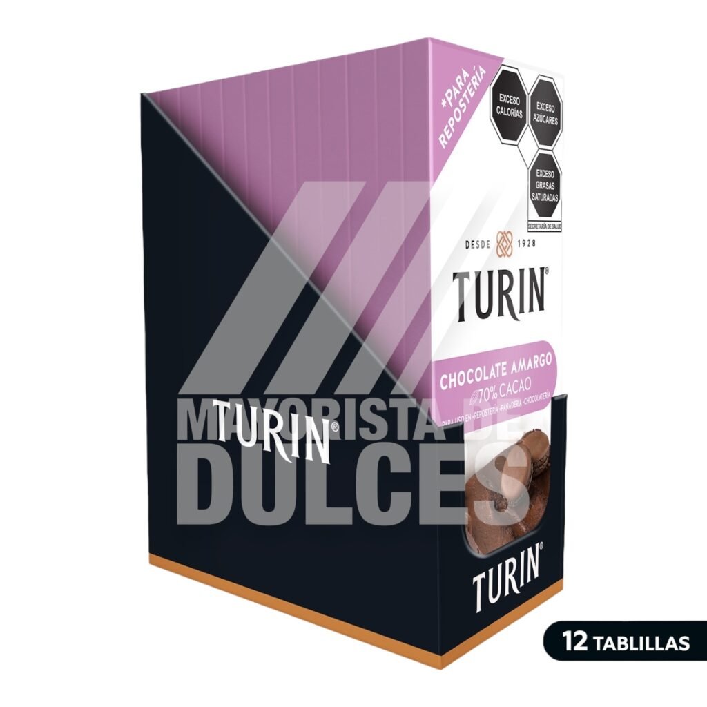 Turín Alta Repostería Barra de Chocolate AMARGO 70% con 100g (Caja con ...