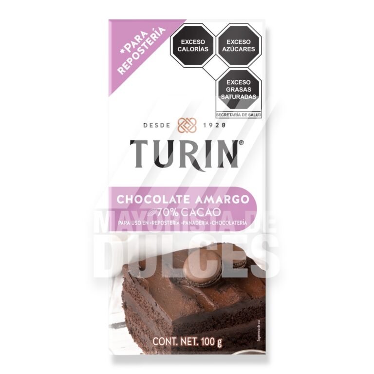 Turín Alta Repostería Barra de Chocolate AMARGO 70% con 100g (Caja con ...