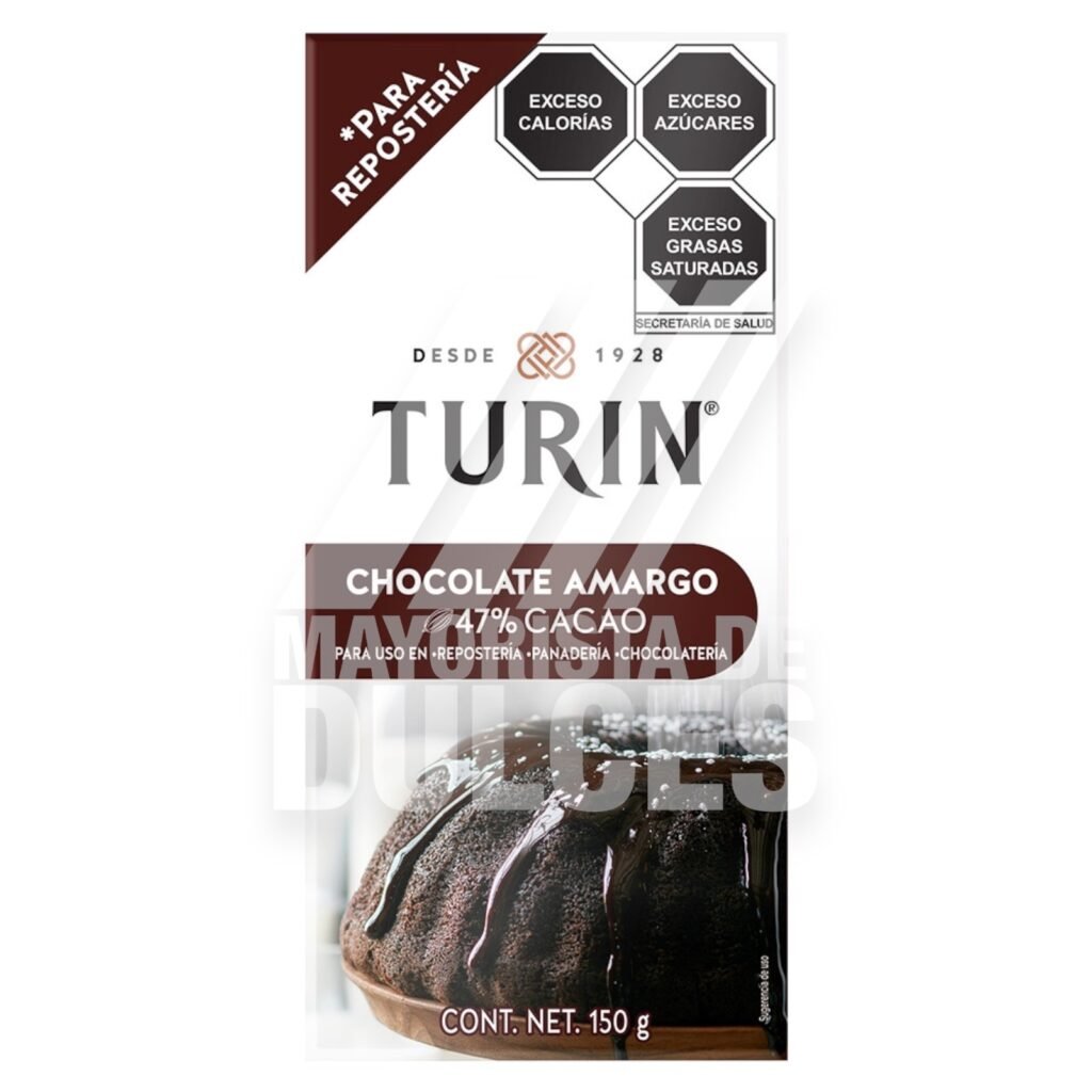 Turín Alta Repostería Barra de Chocolate AMARGO con 150g (Caja con 12 ...