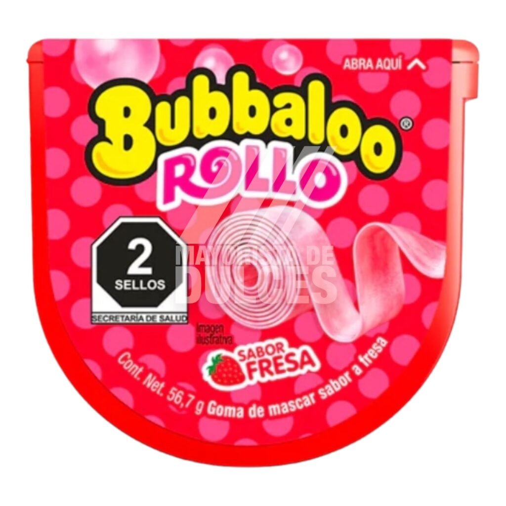 Adams chicle Bubbaloo Rollo FRESA paquete con 6 piezas (Cartón con 18 ...
