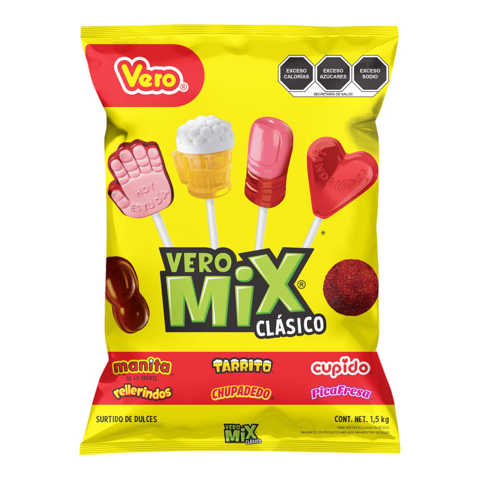 Dulces Vero paletas MIX Clásico bolsa con 1,5 kilos (Caja con 6 bolsas ...