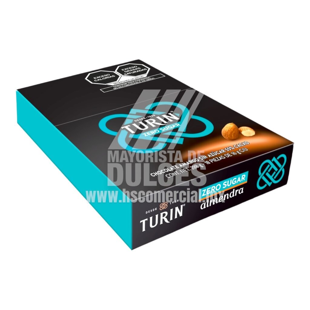 Turin Chocolate Sin Azúcar Almendra 55% Cacao paquete con 18 piezas ...