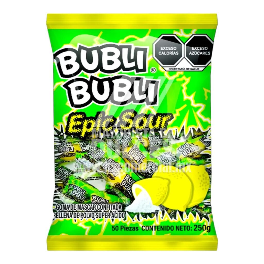 Dulces Gómez chicle Bubli Bubli Epic Sour bolsa con 50 piezas (Caja con ...