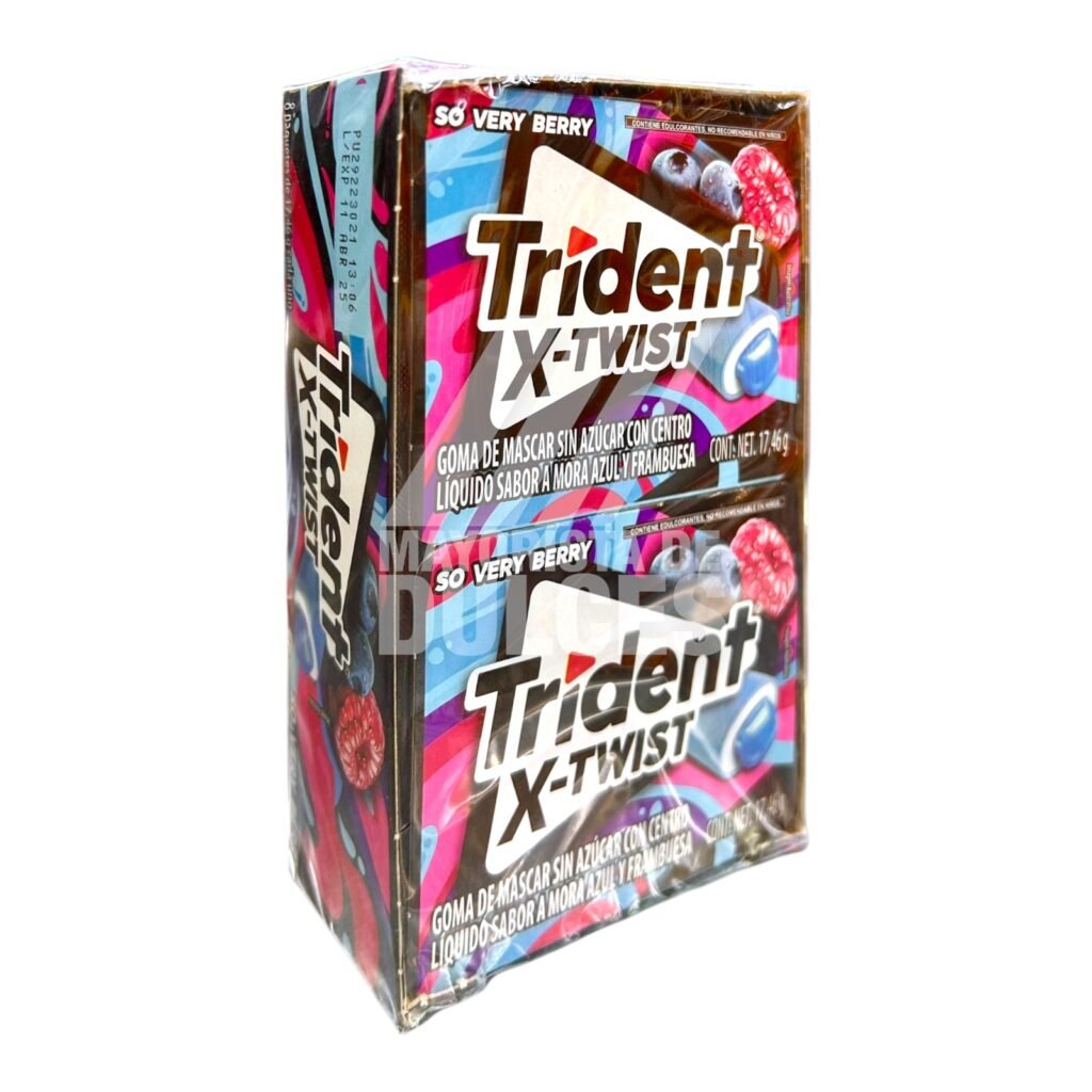 Adams chicle Trident X-Twist MORA AZUL paquete con 8 piezas (Cartón con ...