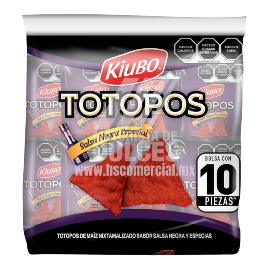 Gonac botanas Kiubo Totopos SALSA NEGRA con 10 bolsitas (Cartón con 8 ...