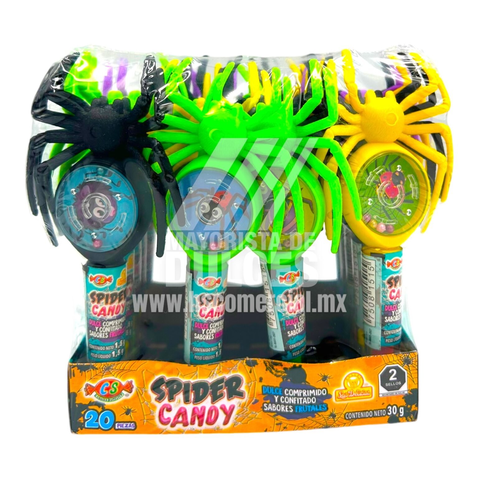 Las Delicias Candy SPIDER paquete con 20 piezas (Caja con 18 paquetes ...