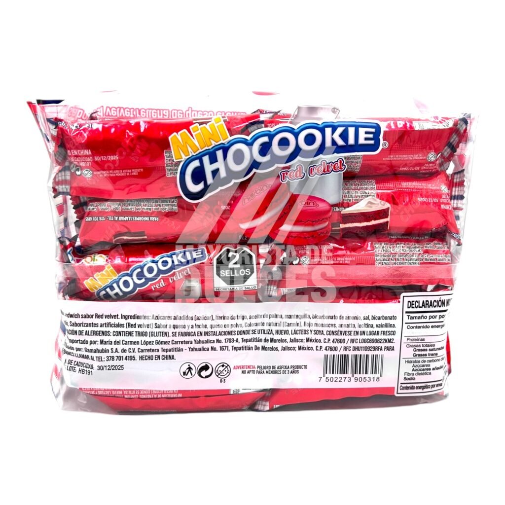 S. galletas Mini Chocookie sabor RED VELVET 20g paquete con 20 piezas ...
