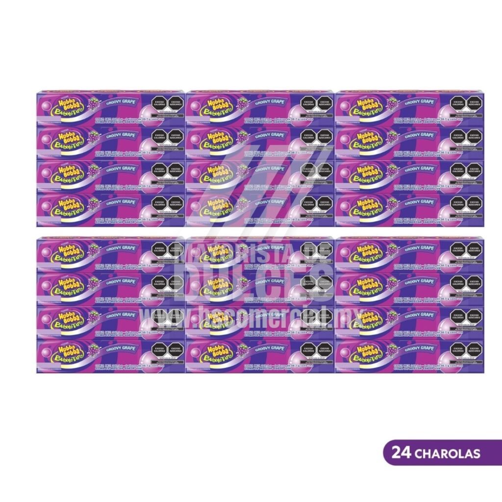 Wrigleys chicle Hubba Bubba sabor UVA paquete con 6 piezas (Caja con 24 ...